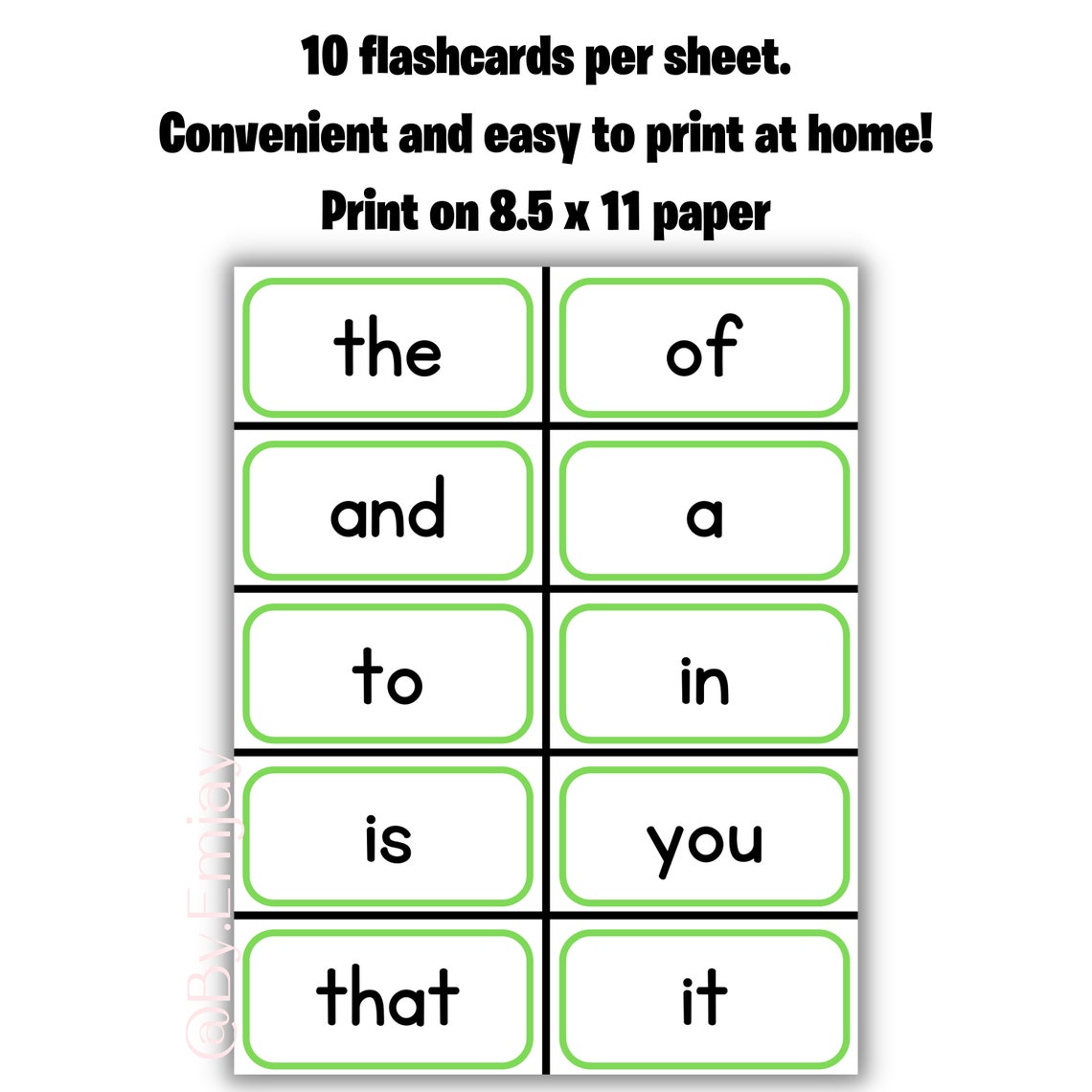 100 Printable Fry's First Hundred Sight Word Flashcards - Etsy