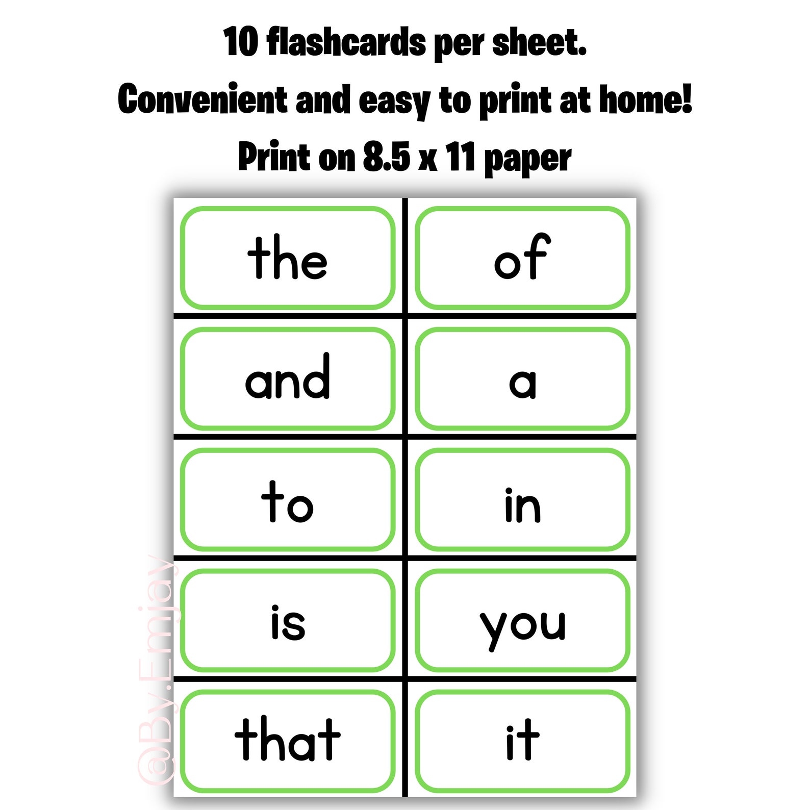 100 Printable Fry's First Hundred Sight Word Flashcards - Etsy