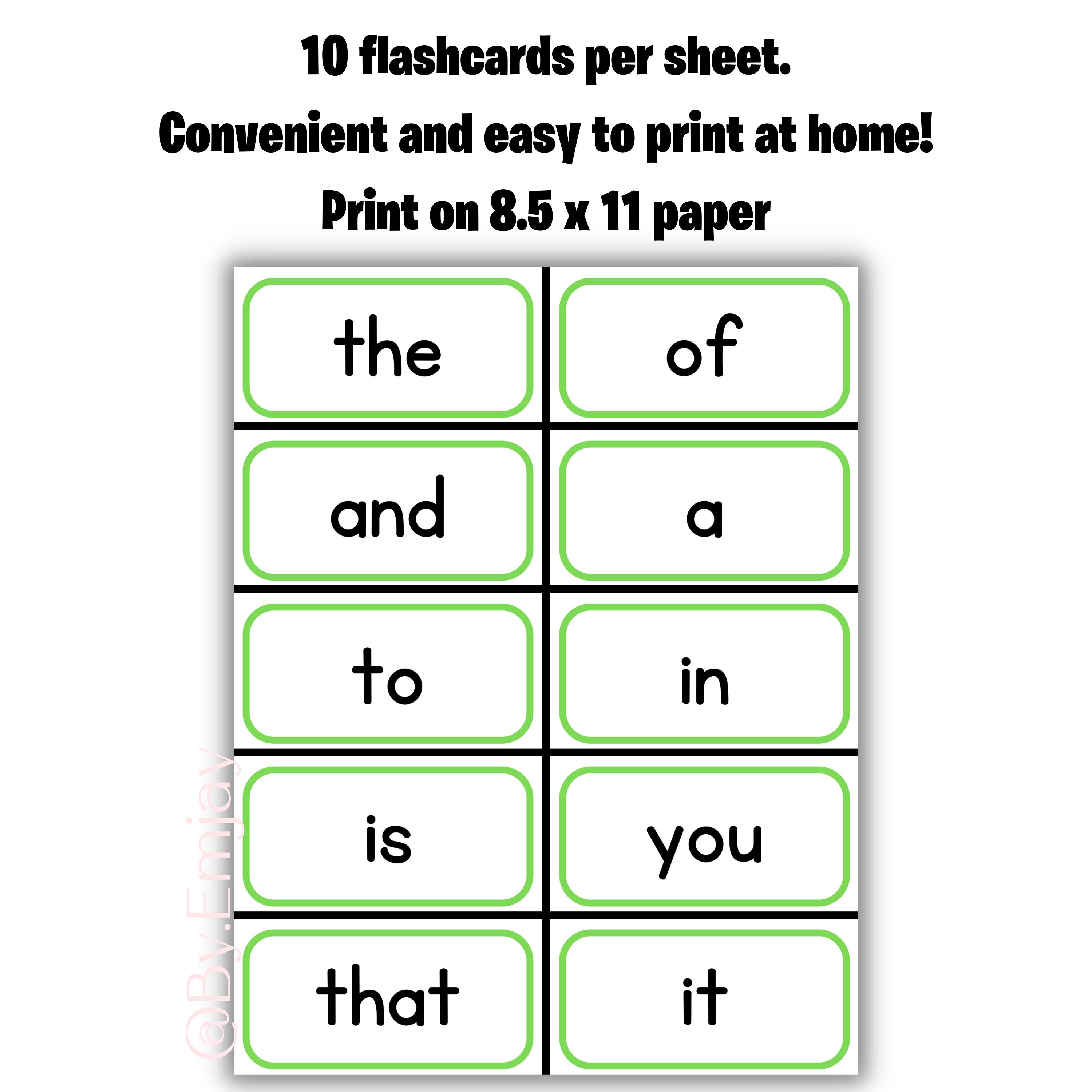 100 Printable Fry's First Hundred Sight Word Flashcards - Etsy