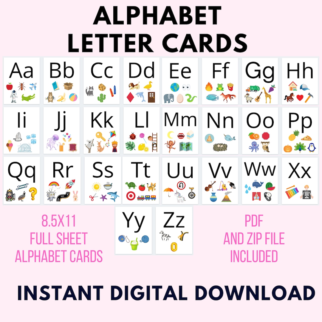 ALPHABET Letter Cards / Homeschooling/ Preschool - Etsy