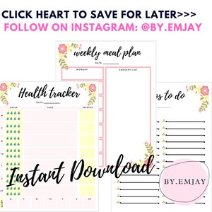 Printable Stationery / Printable to Do List / Weekly Meal Plan/ Health ...