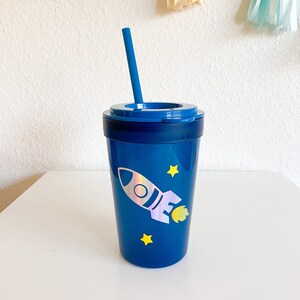 Kids Custom Straw Cup Personalized Name Space Rocket Ship and Stars ...