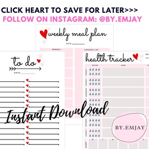 Printable Stationery / Printable to Do List / Weekly Meal Plan/ Health ...