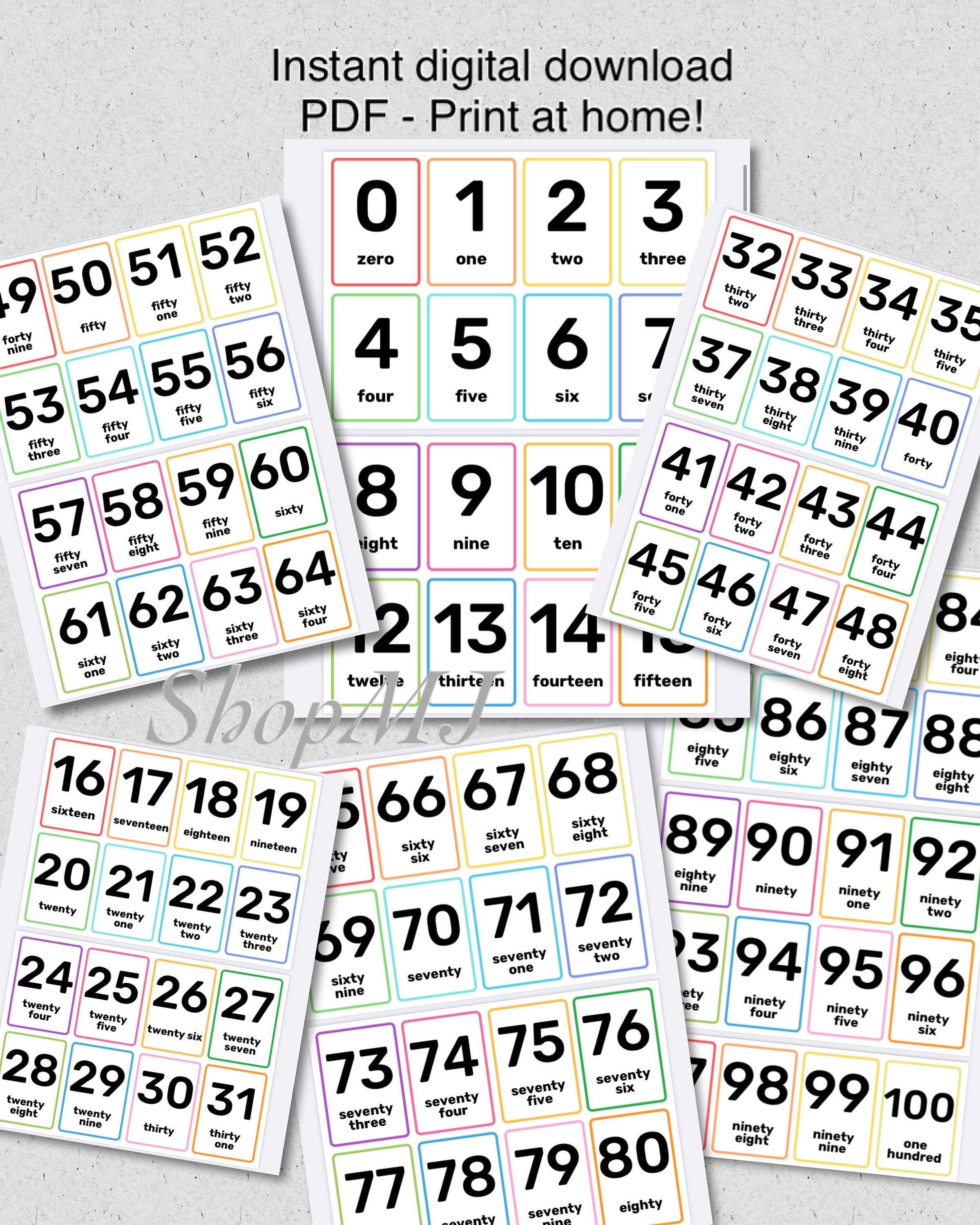 1-100 Flash Cards for Pre-school / Kindergarten - Etsy