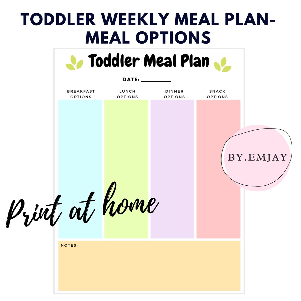 Toddler Daily Meal Plan Printable / Food Ideas Printable - Etsy