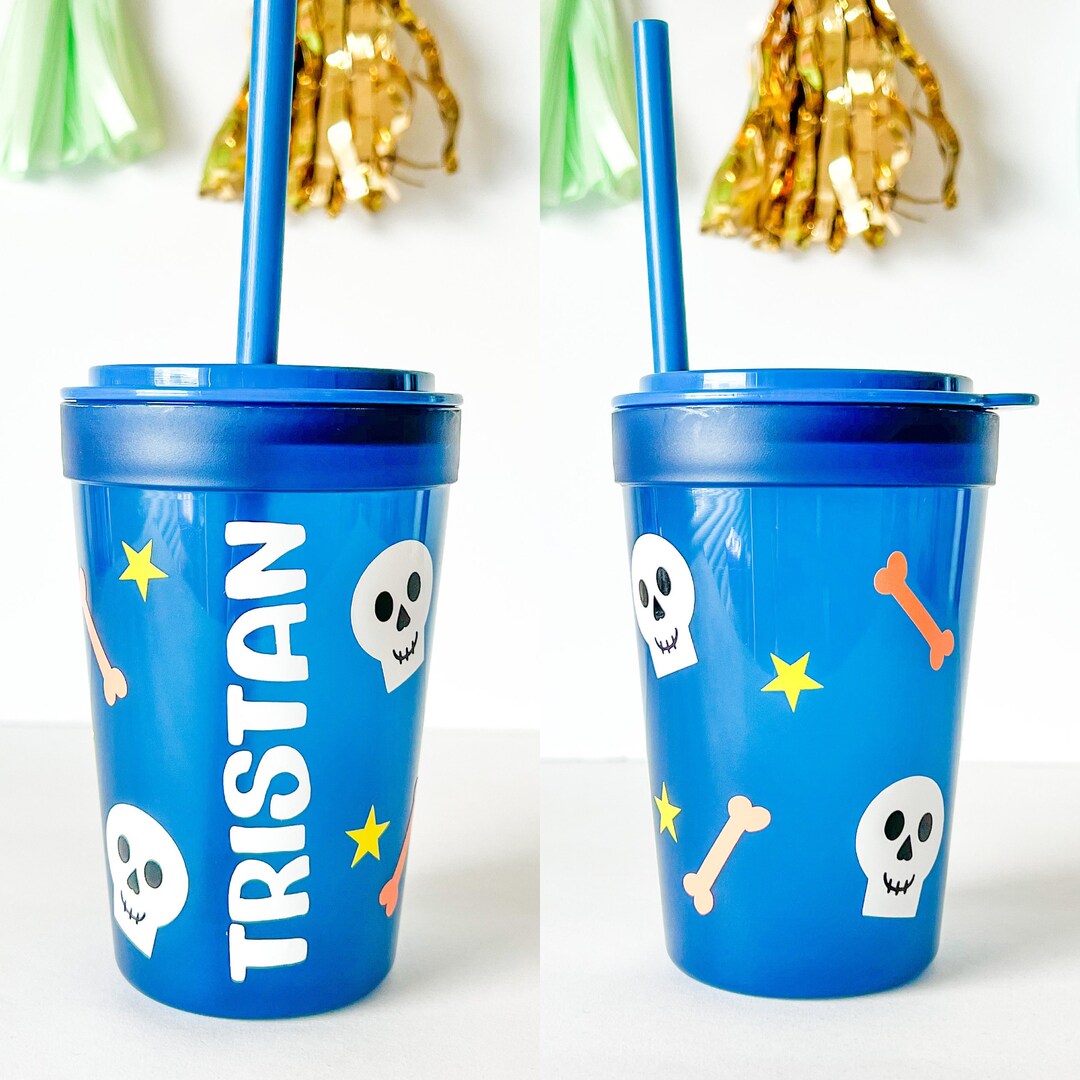 Halloween Personalized Kids Cup With Custom Name Cute Skulls - Etsy