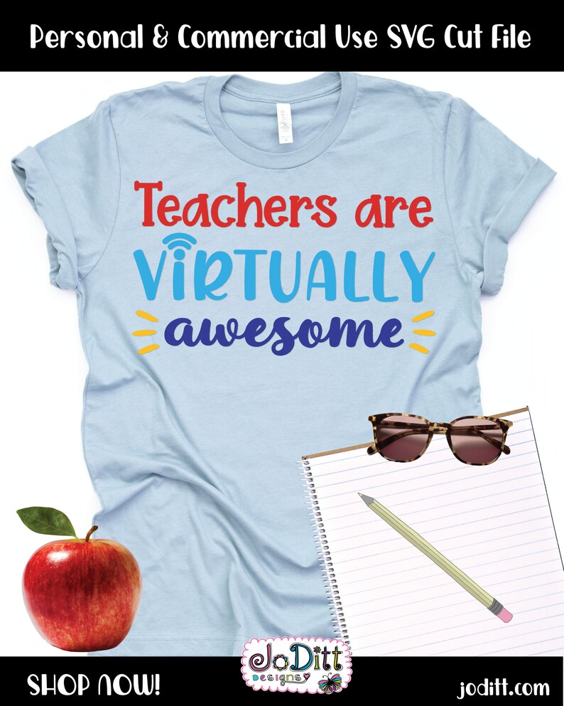 Virtual Teacher SVG: Teacher Shirt SVG Distance Learning Cut File ...
