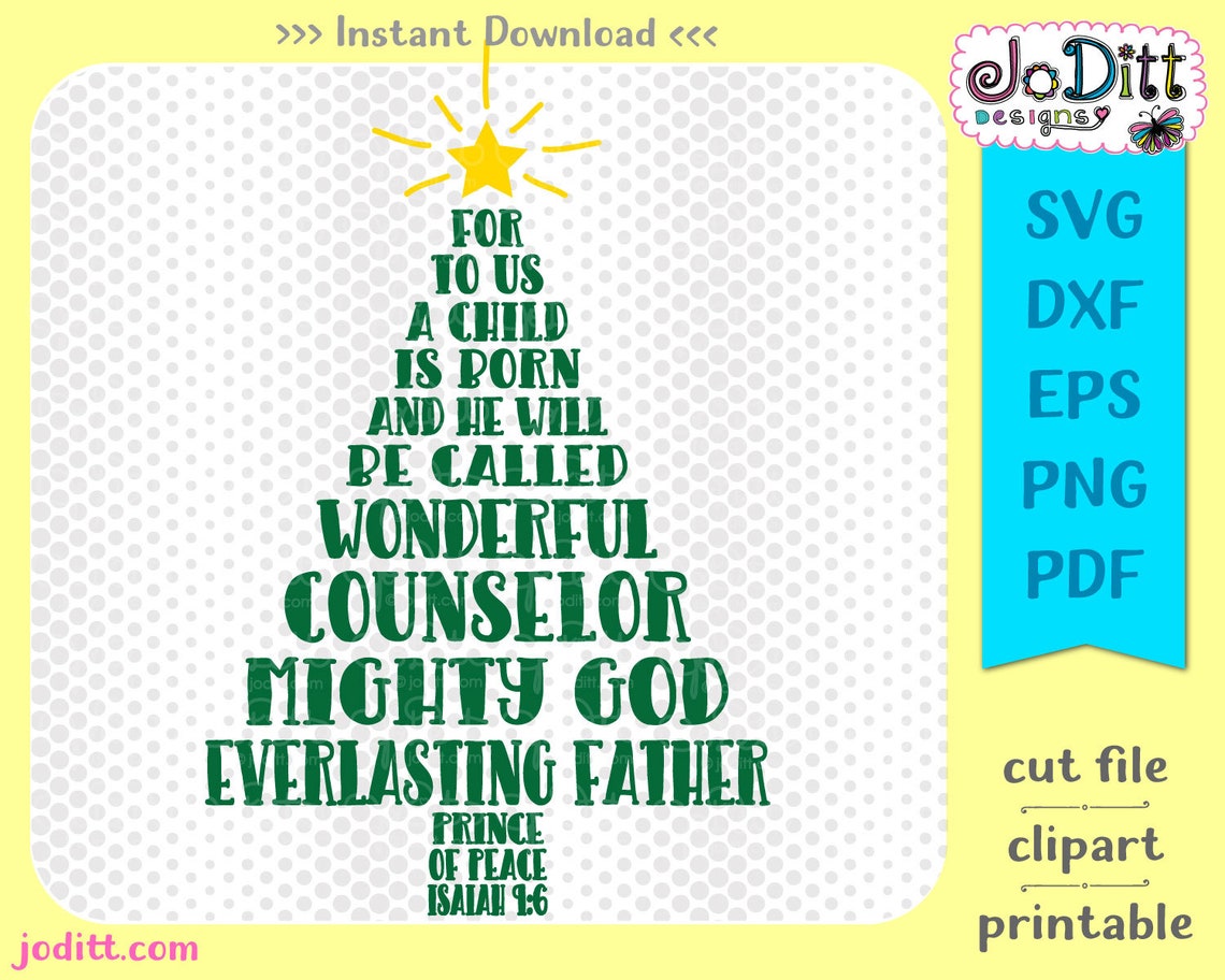 Isaiah 9:6 SVG, Christmas Tree Svg, Christmas Bible Verse Svg ...