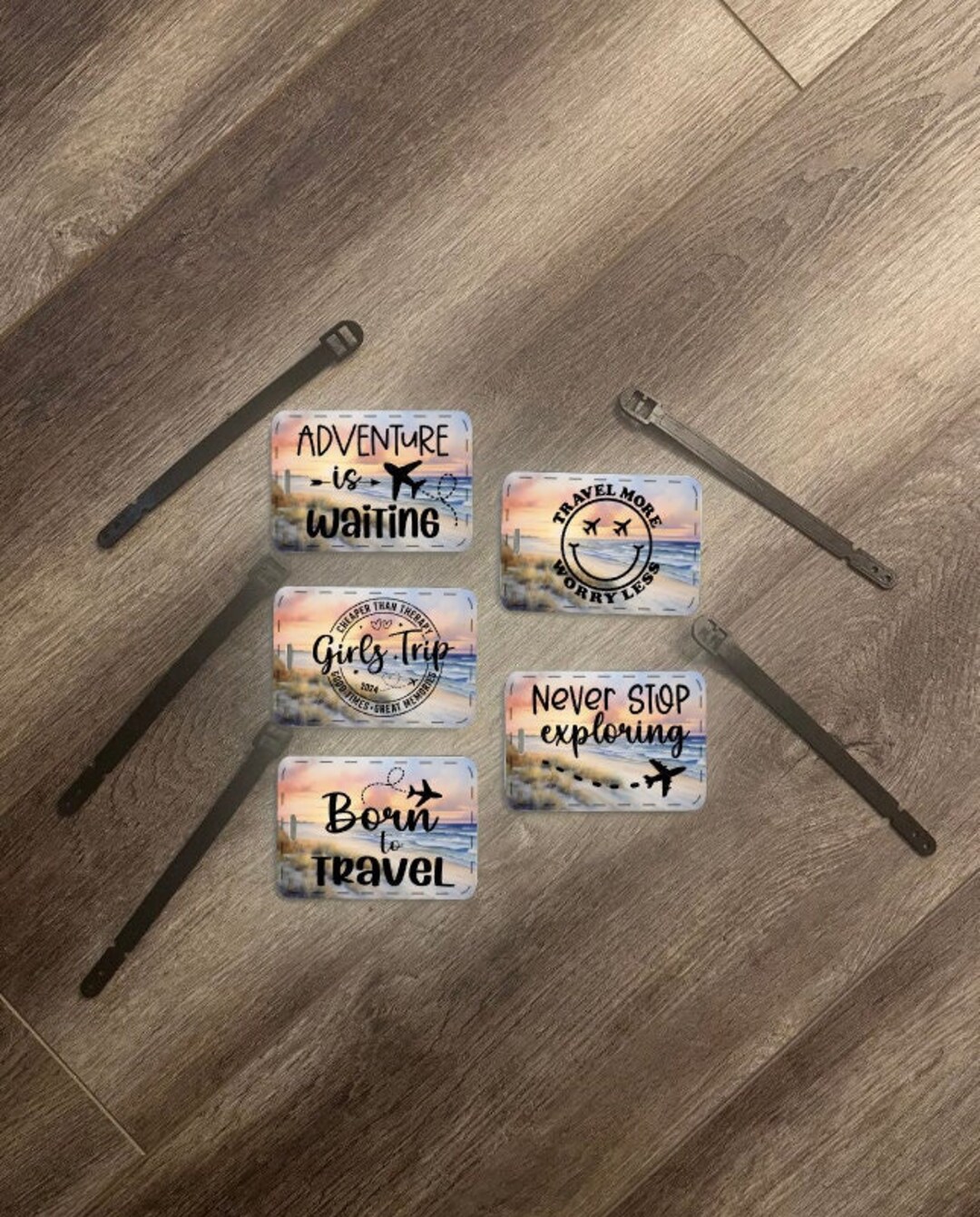 Custom Beach Sunset Design Luggage Tag Custom Girls Trip Beach Sunset ...
