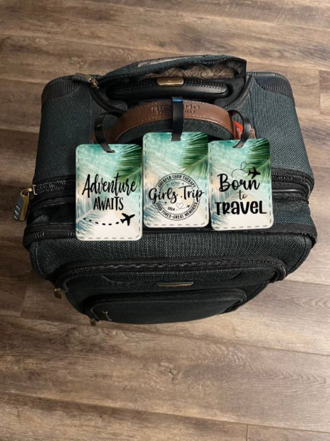 Custom Beach and Palm Leaf Luggage Tag Girls Beach Trip Luggage Tags ...