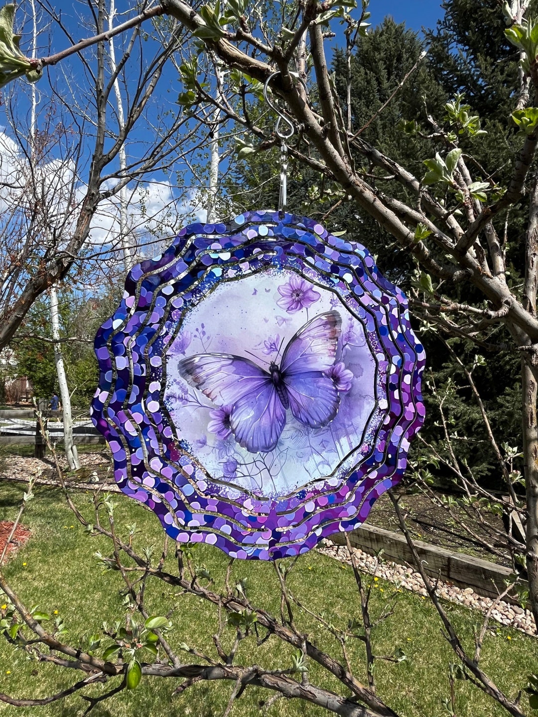 Custom Butterfly Wind Spinner - Custom Purple Butterfly Mother's Day ...