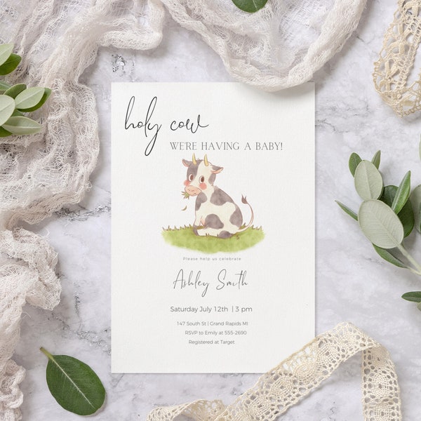Holy Cow Were Having a Baby Invitation Gender Reveal - Etsy