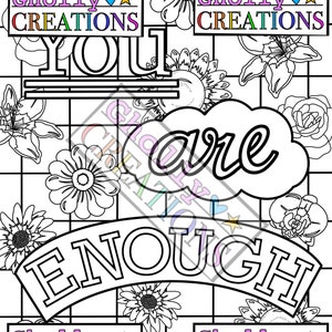 You Are Enough, Adult Self-love Coloring Page - Etsy