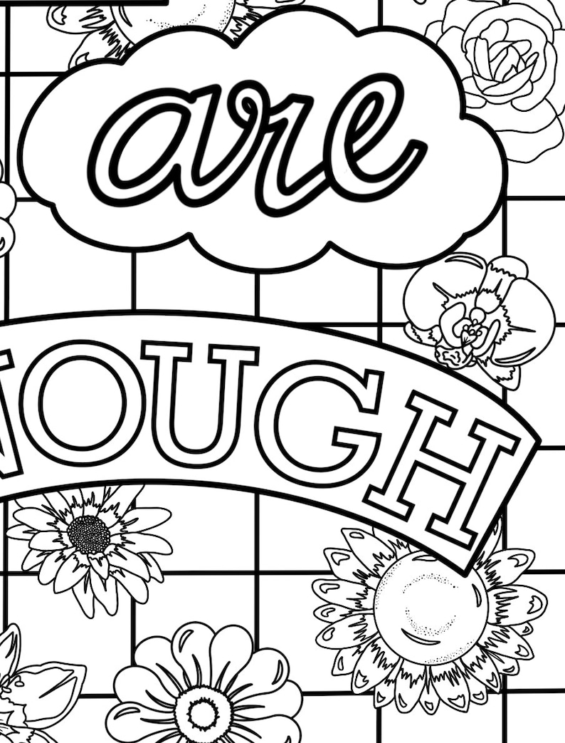 You Are Enough, Adult Self-love Coloring Page - Etsy