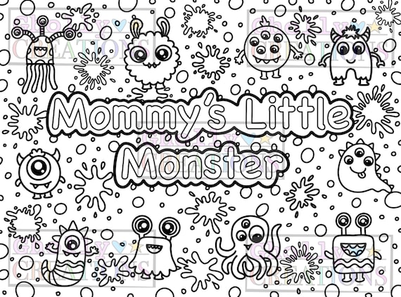 Mommys Little Monster Mdlb/cgl/adult Coloring Page - Etsy