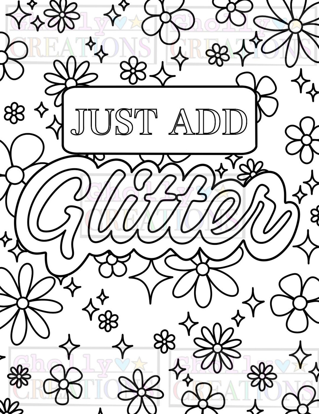 Just Add Glitter, Adult Coloring Page - Etsy