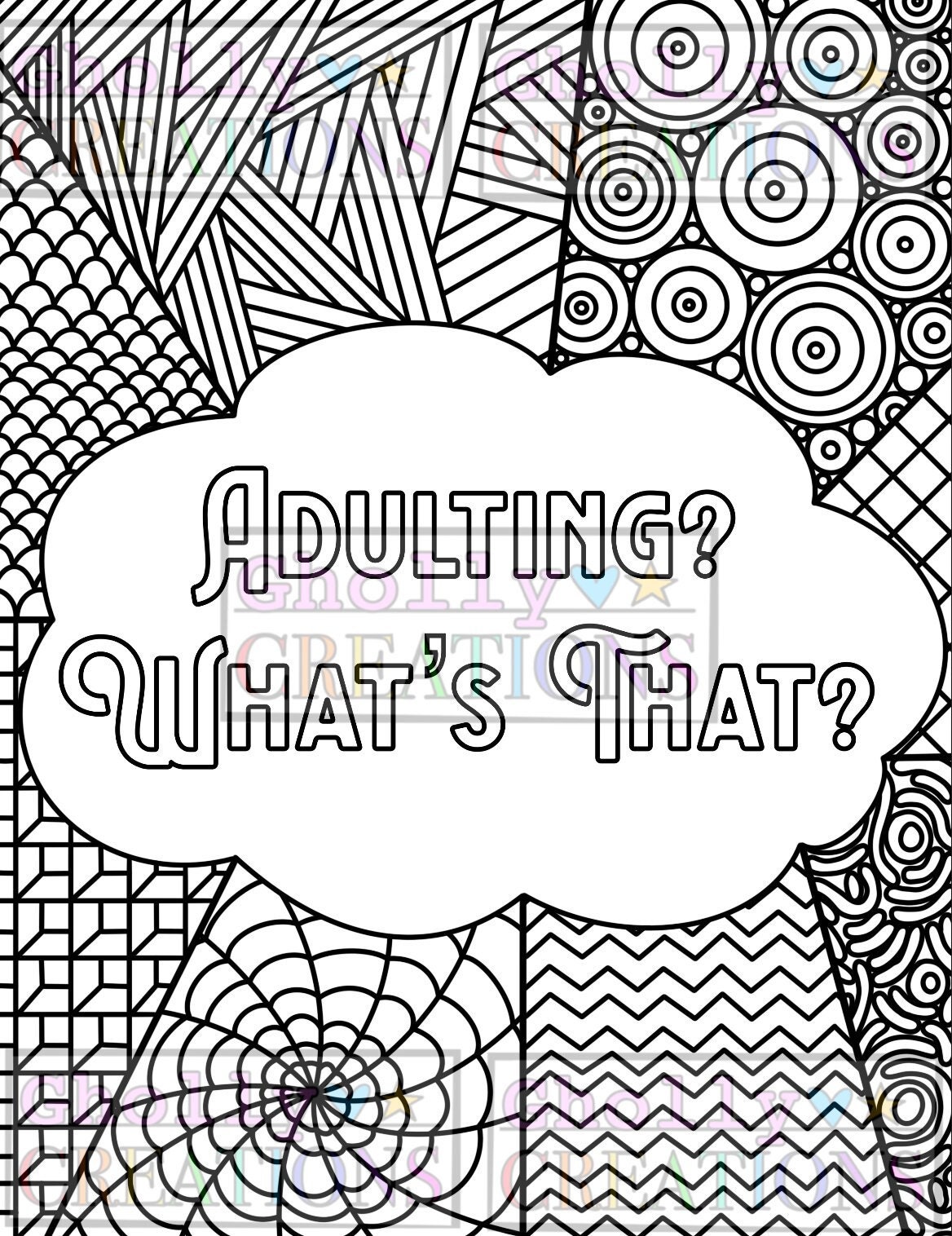 Adulting What's That Adult Coloring Page - Etsy