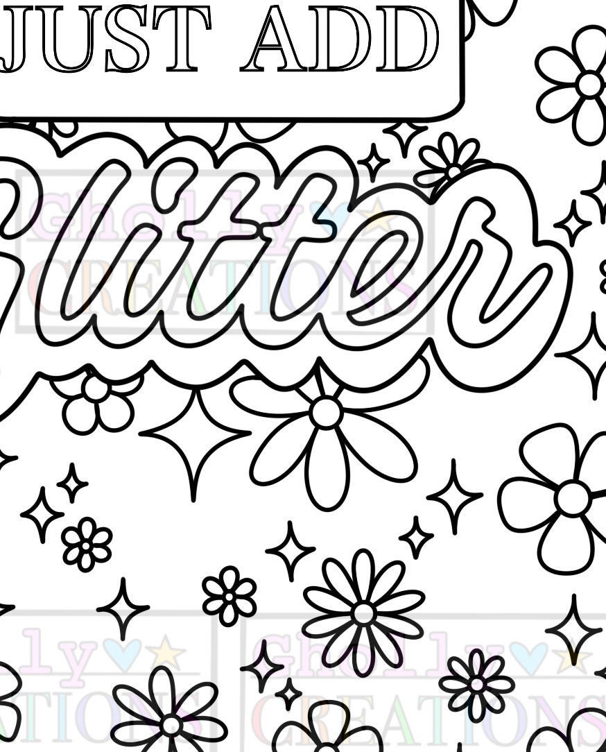 Just Add Glitter, Adult Coloring Page - Etsy