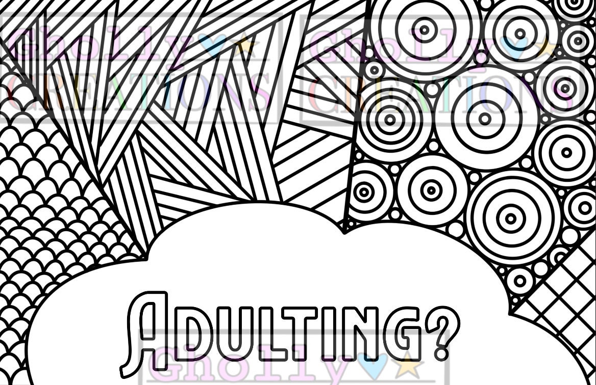 Adulting What's That Adult Coloring Page - Etsy