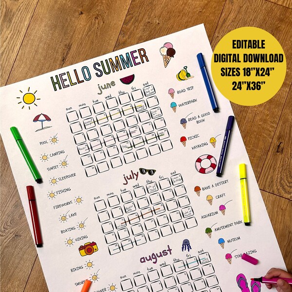 Summer Bucket List Editable Canva - Etsy