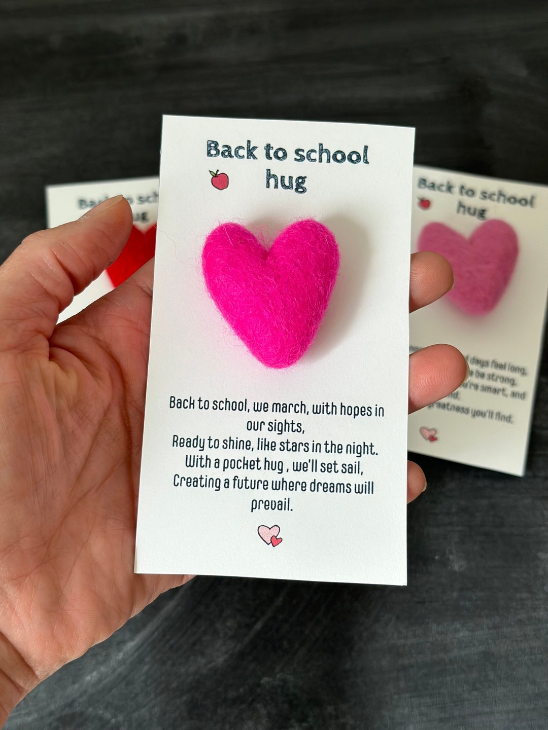 Back to School Pocket Hug Gift With Card and Felt Heart - Etsy