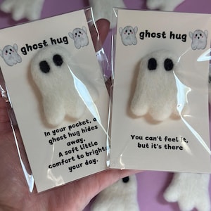 Ghost Pocket Hug for Halloween Gift With Card and Wool Felt Ghost Cute ...