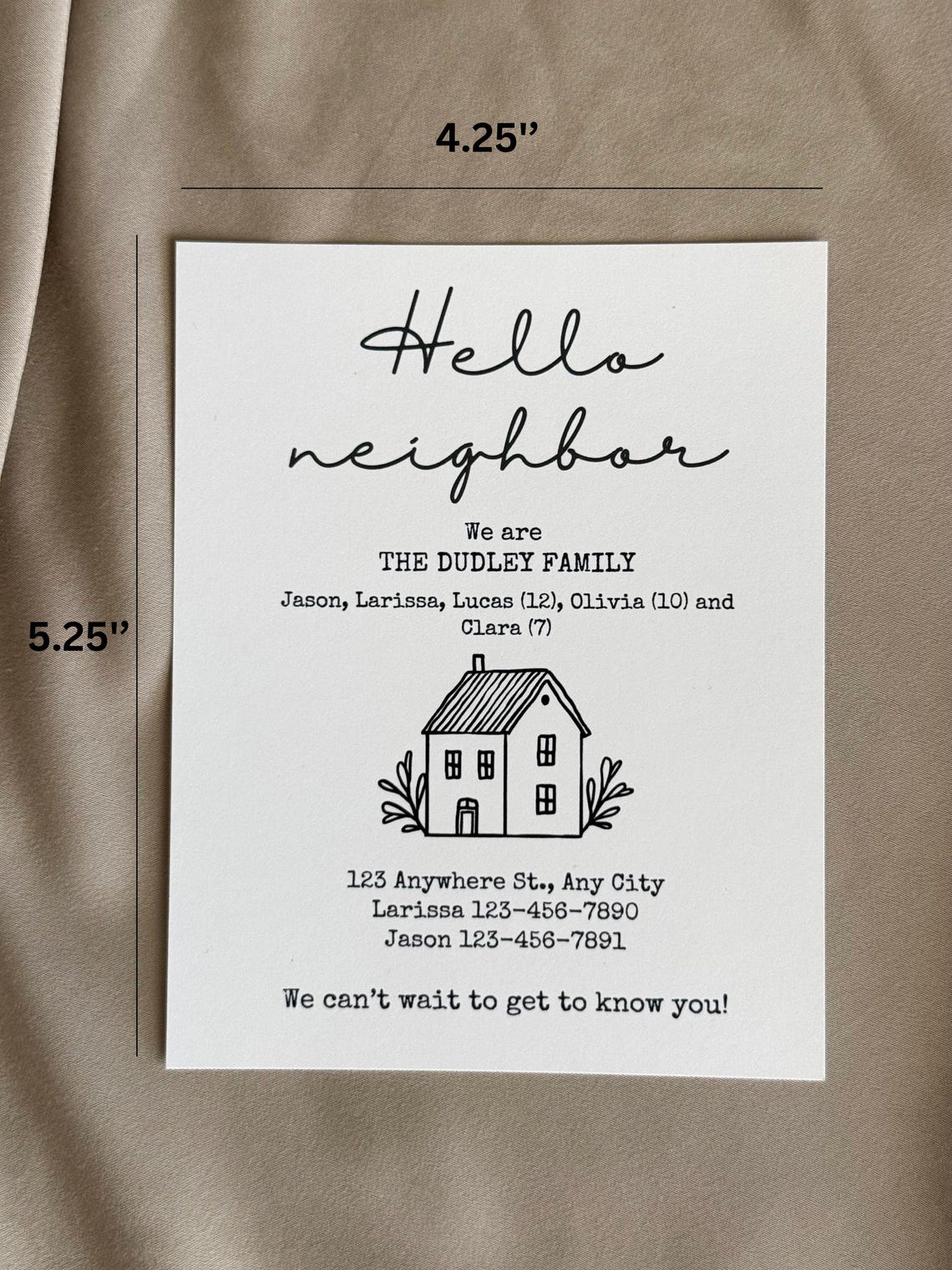 New Neighborhood Move Announcement |neighbor Introduction Cards New ...