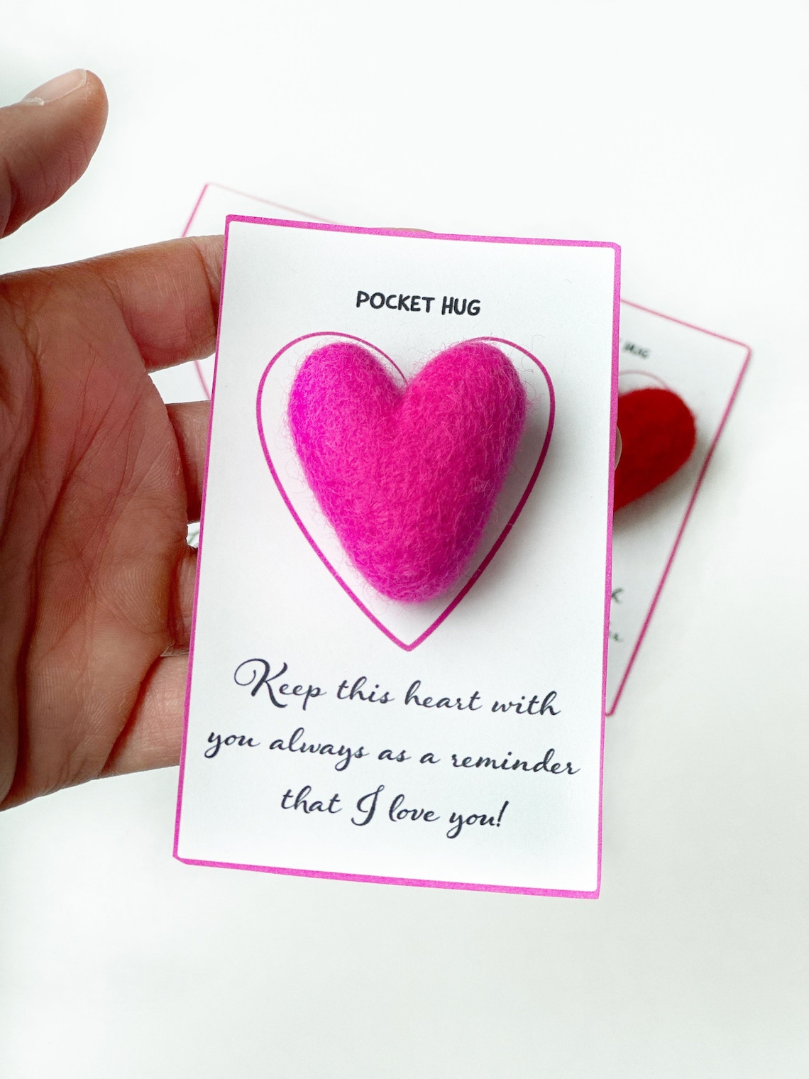 Pocket Hug With Card and Felt Heart , Valentine's Card, Valentine Gift ...
