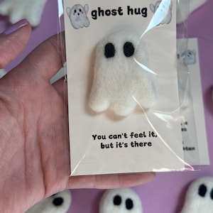 Ghost Pocket Hug for Halloween Gift With Card and Wool Felt Ghost Cute ...