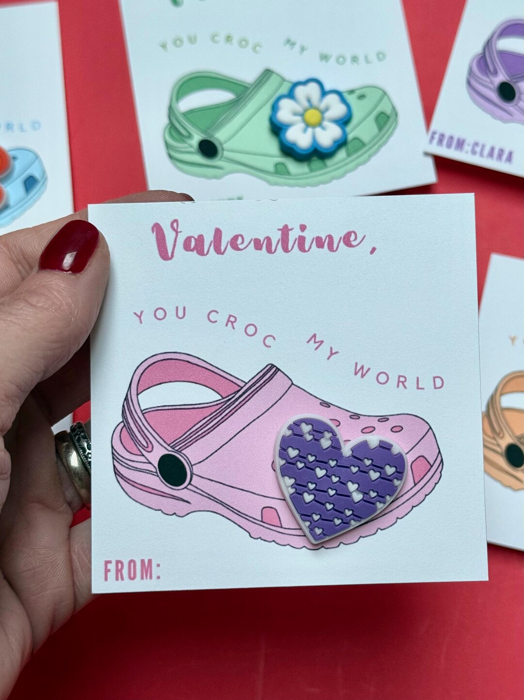 Valentine Class Favors You Croc My World Classroom Valentine Clog Charm ...