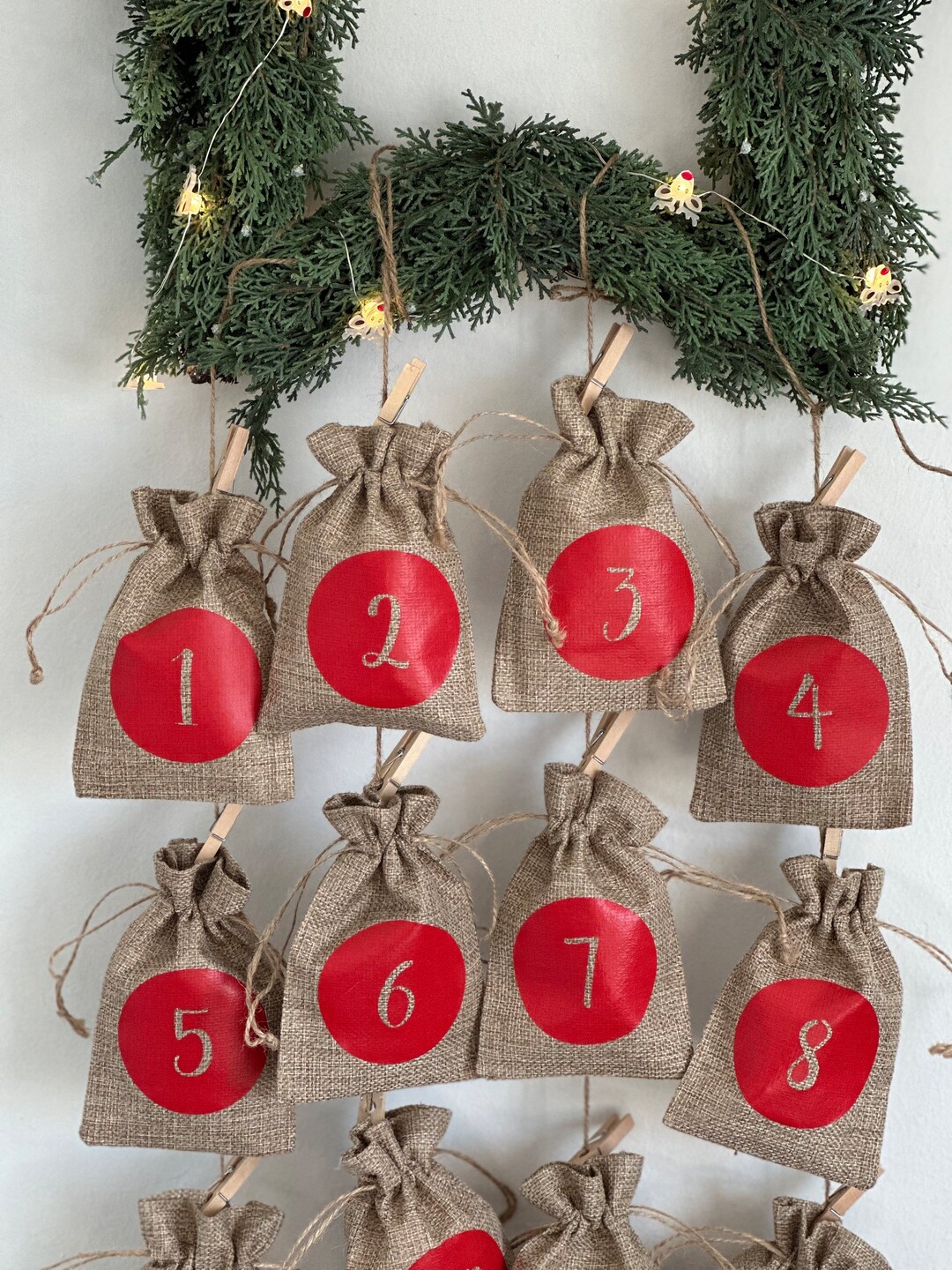 Advent Calendar Kit 24 Bags Cord and Clothespins Advent - Etsy