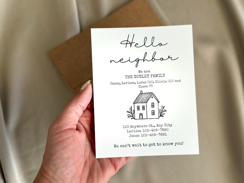 New Neighborhood Move Announcement |neighbor Introduction Cards New ...