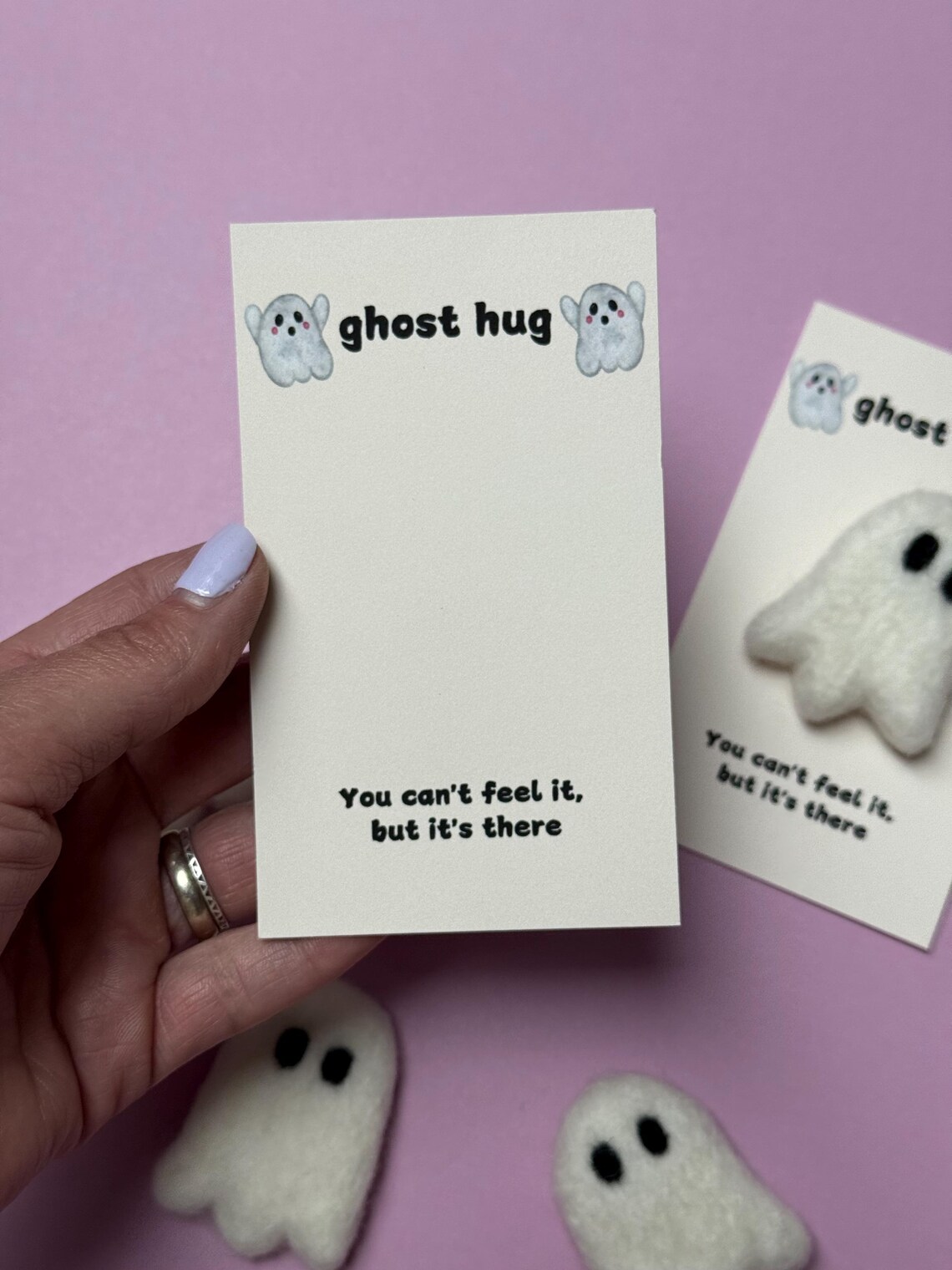 Ghost Pocket Hug for Halloween Gift With Card and Wool Felt Ghost Cute ...