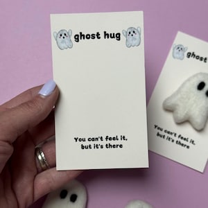 Ghost Pocket Hug for Halloween Gift With Card and Wool Felt Ghost Cute ...