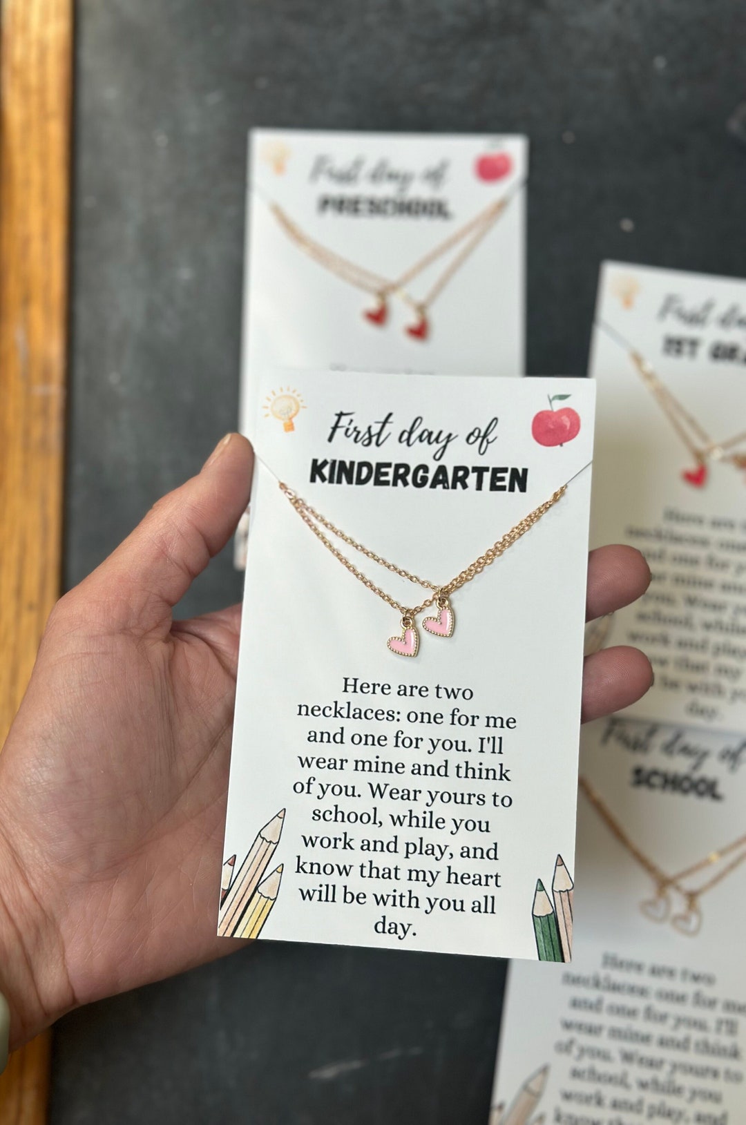 Back to School Gift First Day of Kindergarten 1st Grade Necklace Set ...