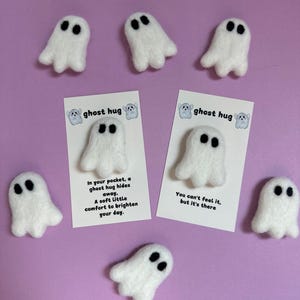 Ghost Pocket Hug for Halloween Gift With Card and Wool Felt Ghost Cute ...