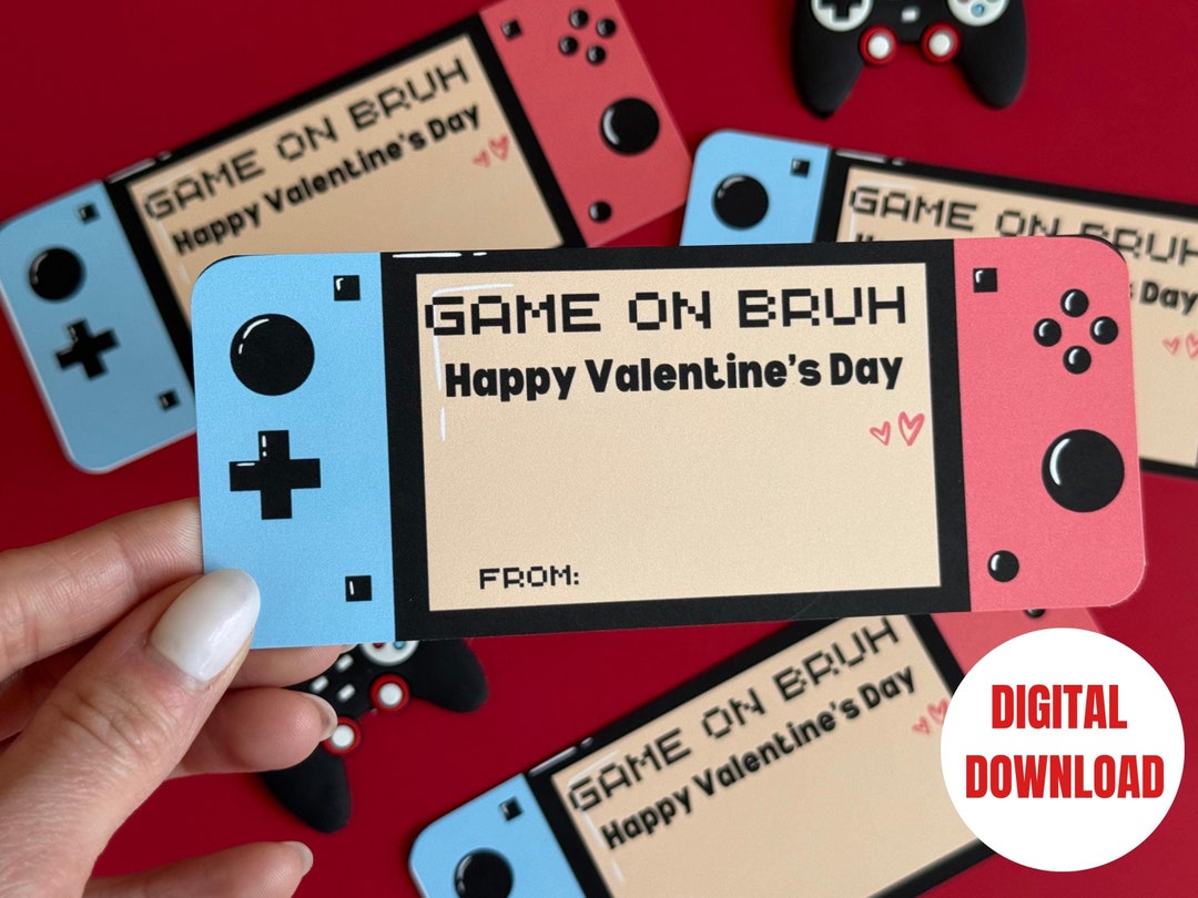 Digital Download Gaming Valentine Cards | Game on BRUH Teens Gifts Boys ...