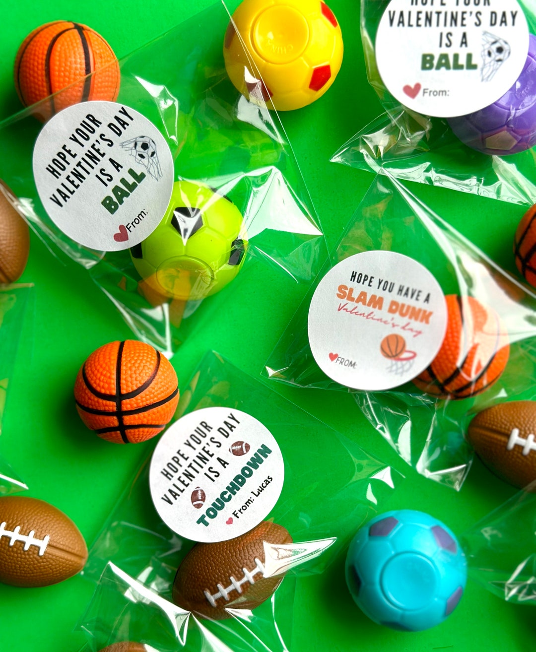 Basketball Valentine Squishy Class Favors With Personalized Stickers ...