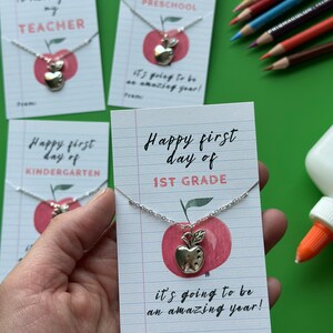 Back to School Gift First Day of Kindergarten 1st Grade Apple Necklace ...