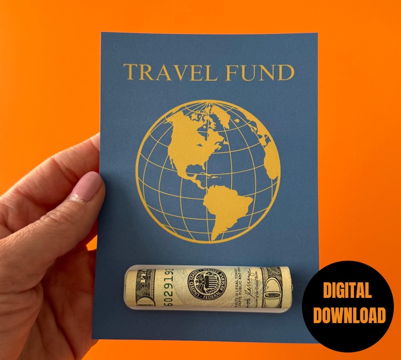 Travel Fund Money Card Gift | Digital Download Adventure Lover Gift ...