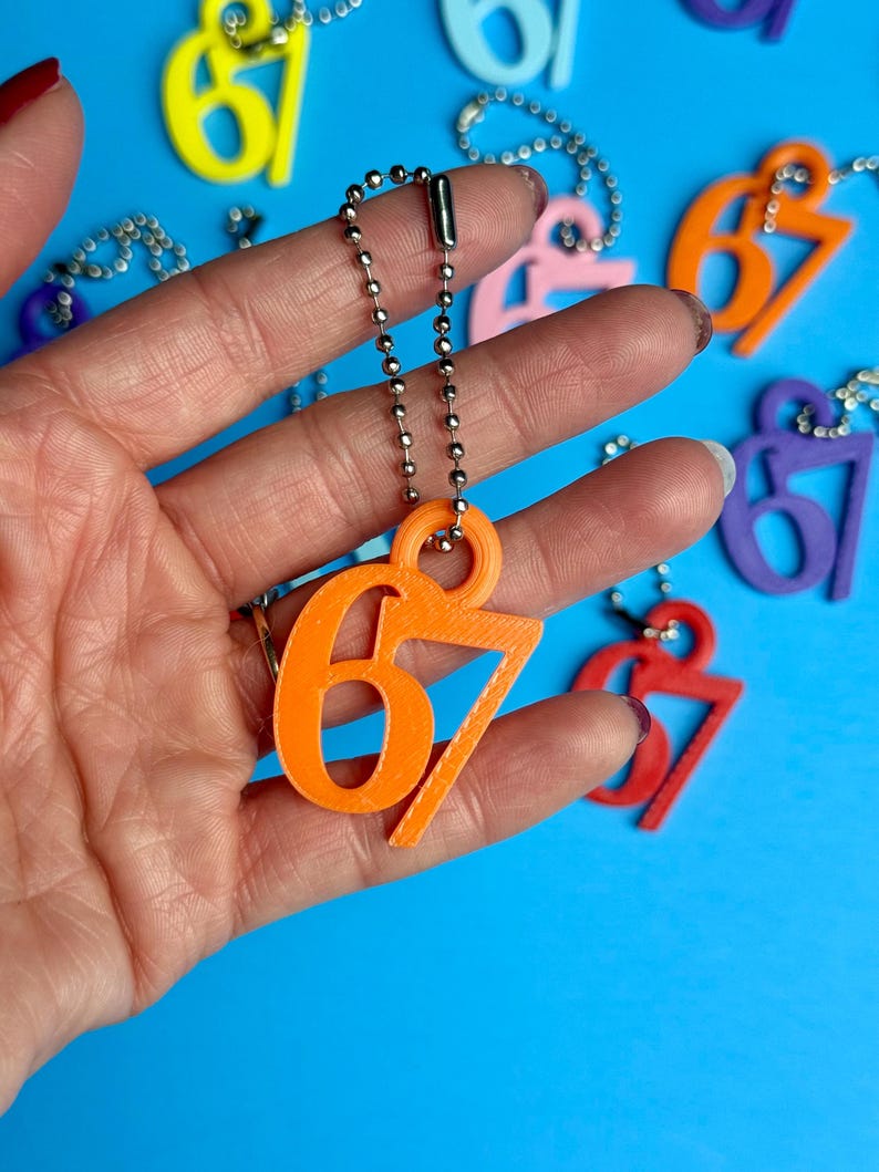 67 Funny Meme Keychain – 3D Printed Number Keychain, School Birthday ...