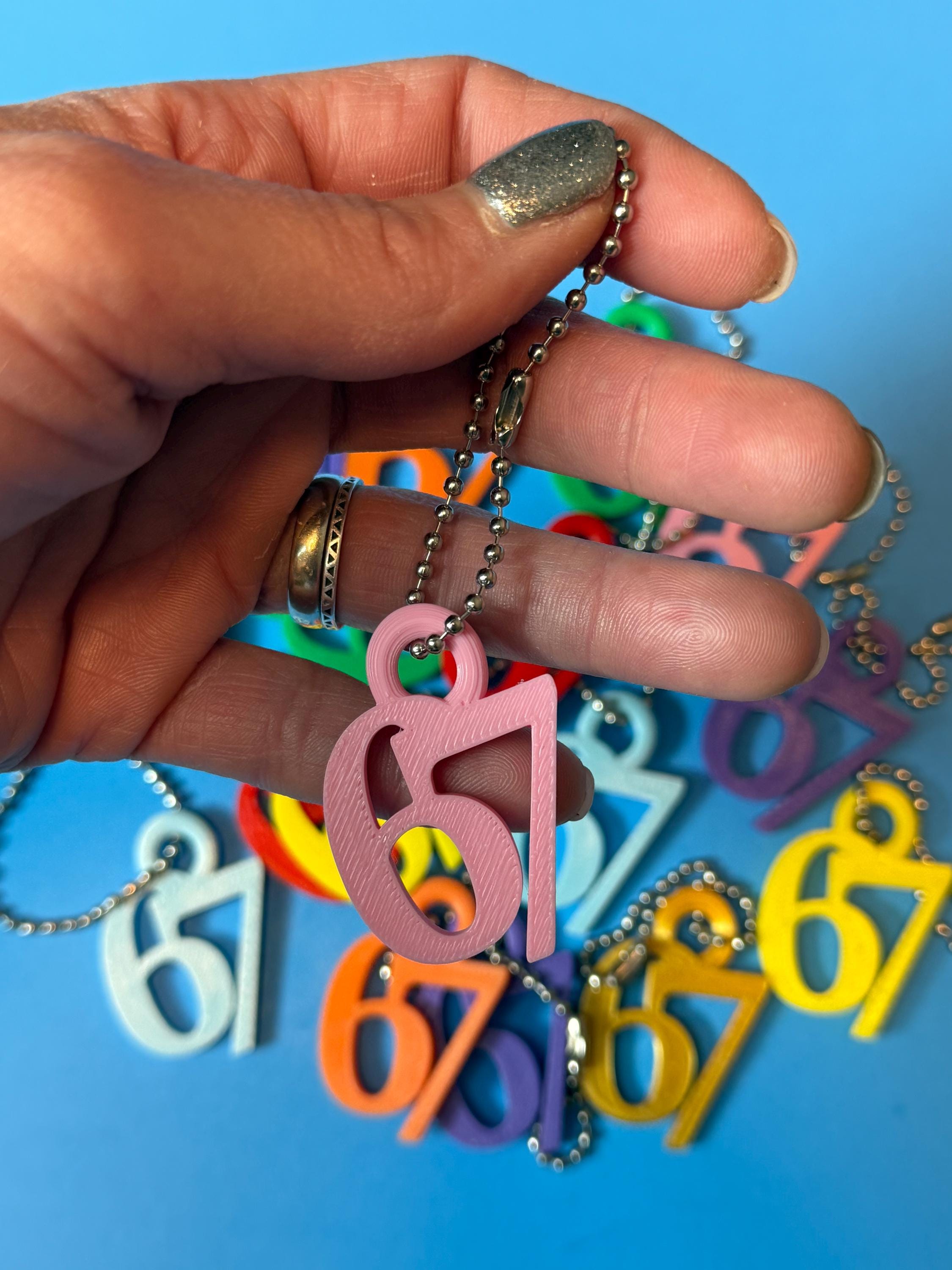 67 Funny Meme Keychain – 3D Printed Number Keychain, School Birthday ...