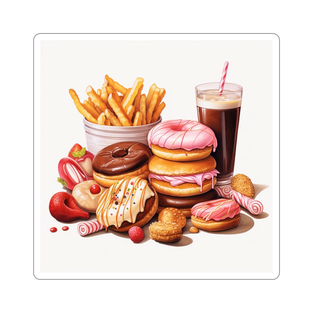 Junk Food Sticker Food Art Donuts Animation Fridge Sticker - Etsy
