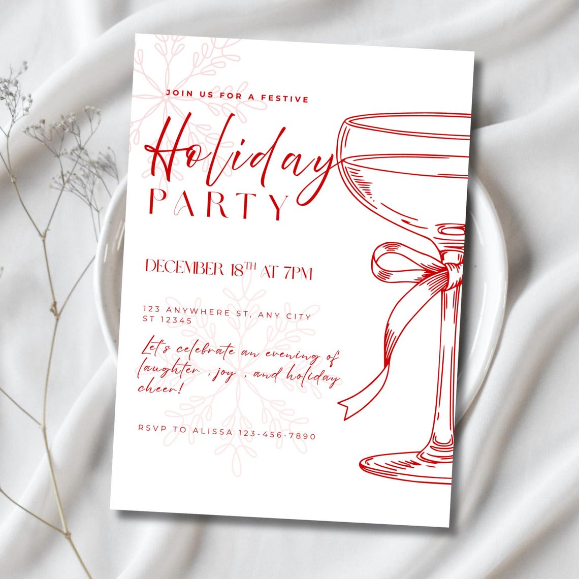 Holiday Party Invitation, Christmas Party Invite Template, Holiday ...