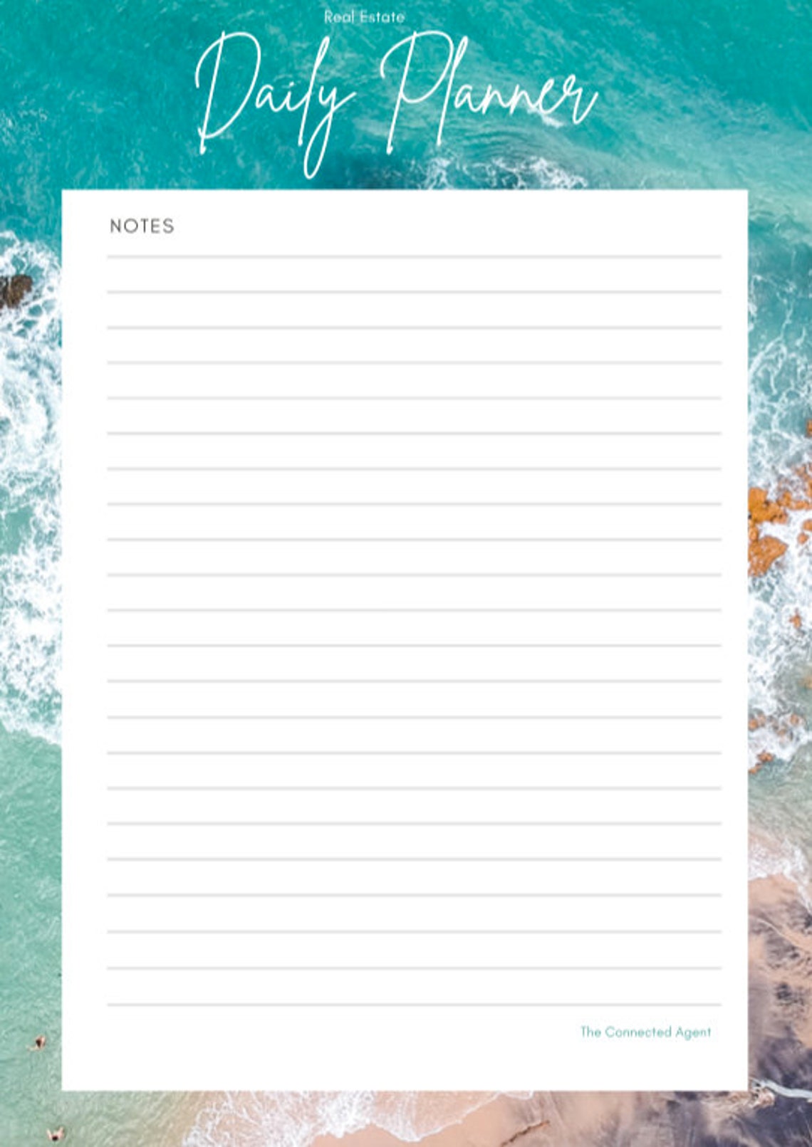 Real Estate Daily Planner Ocean Design Printable PDF 2 Pages - Etsy