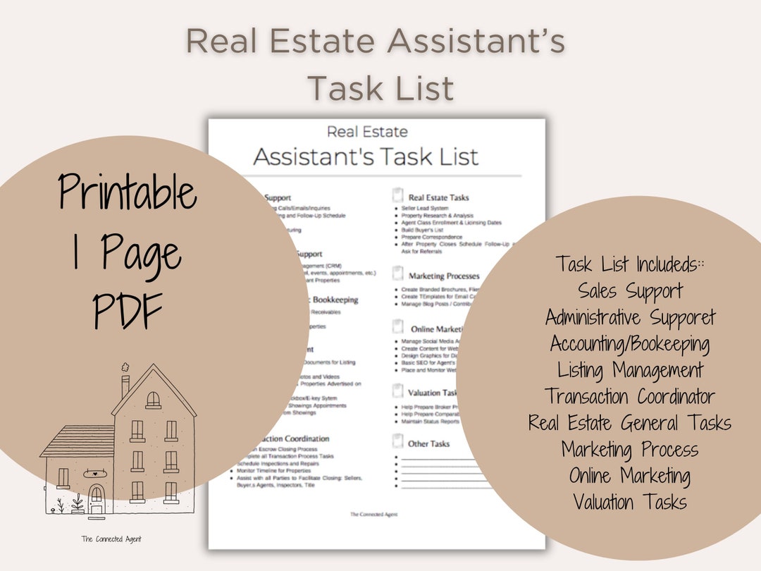 Real Estate Assistant's Task List Printable - Etsy