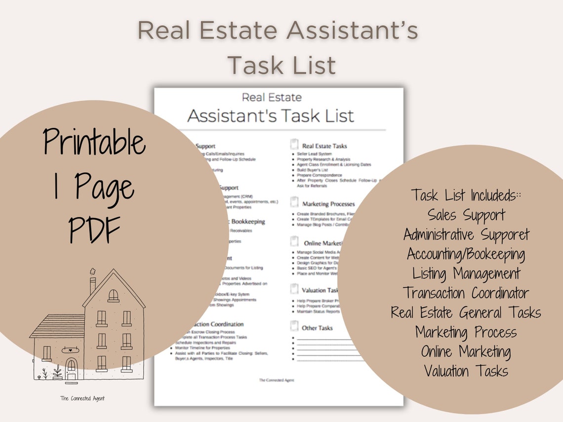 Real Estate Assistant's Task List Printable - Etsy