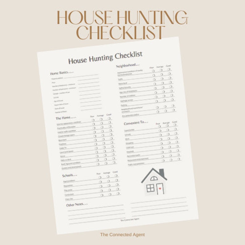 House Hunting Checklist Real Estate Printable - Etsy