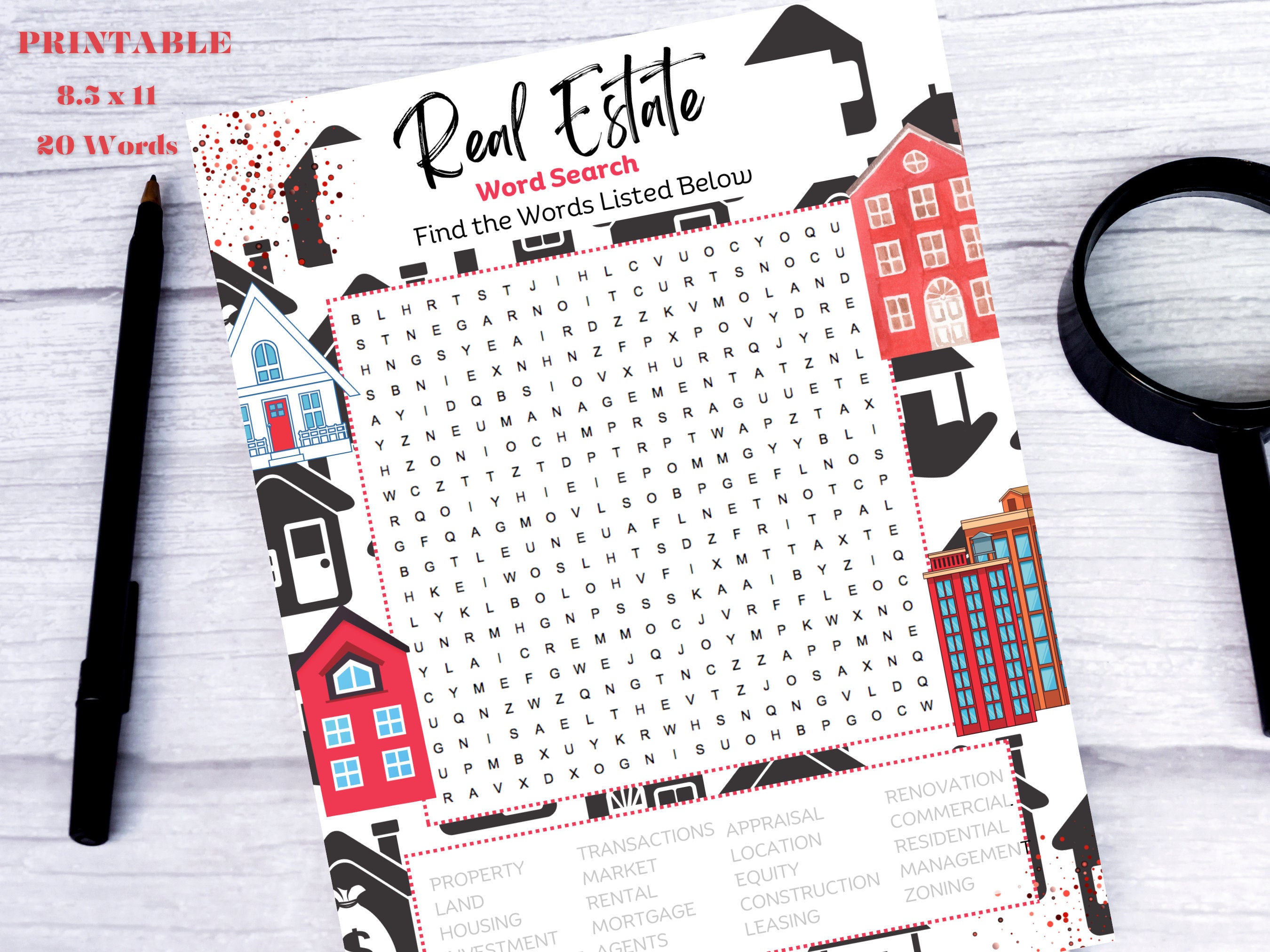 Real Estate Word Search Puzzle | Office Ice Breaker | Printable - Etsy