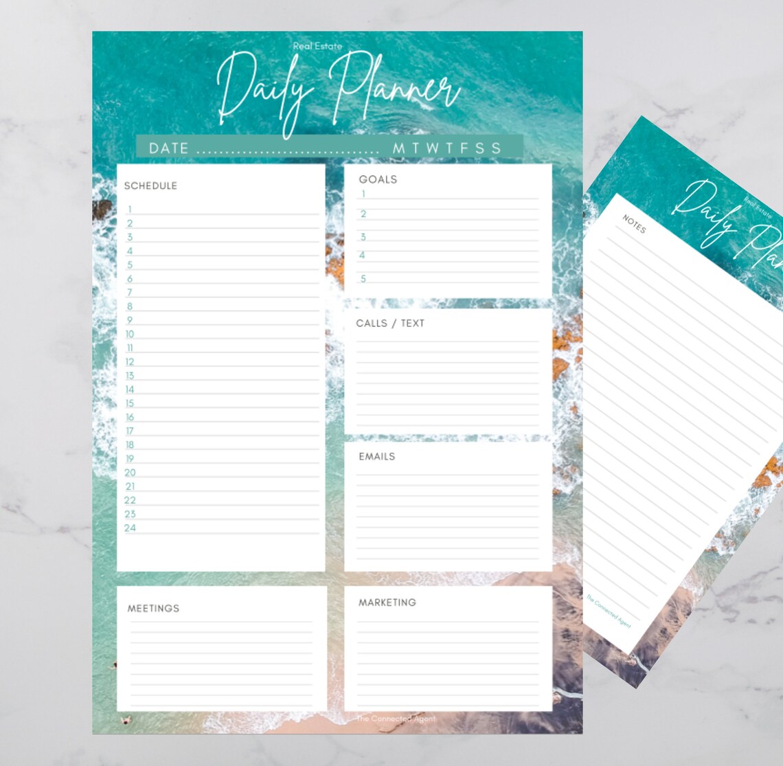 Real Estate Daily Planner Ocean Design Printable PDF 2 Pages - Etsy